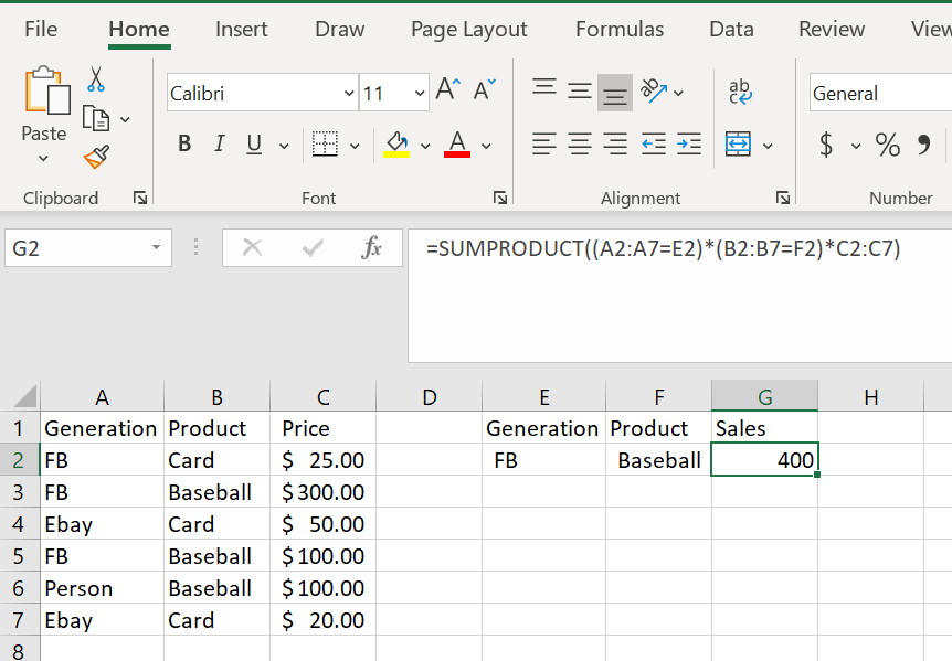 SUMPRODUCT Formula – DiG with Data